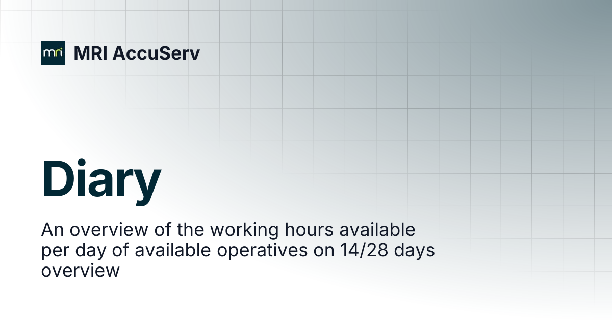 Diary | MRI AccuServ