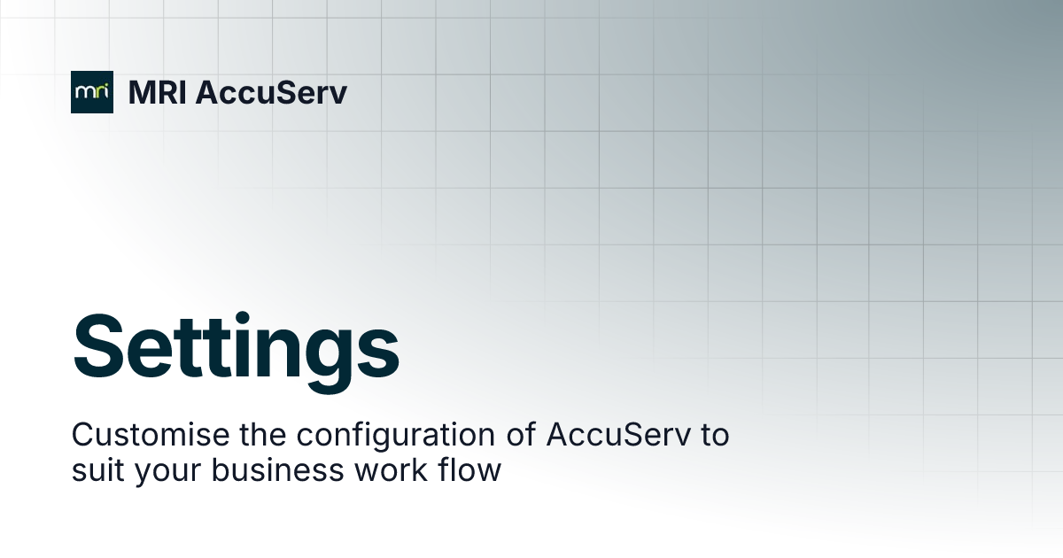 Settings | MRI AccuServ